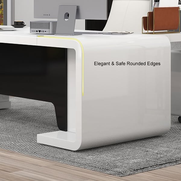 Free Shipping on 94.5" L-Shaped Modern Executive Desk of Left Hand with ...