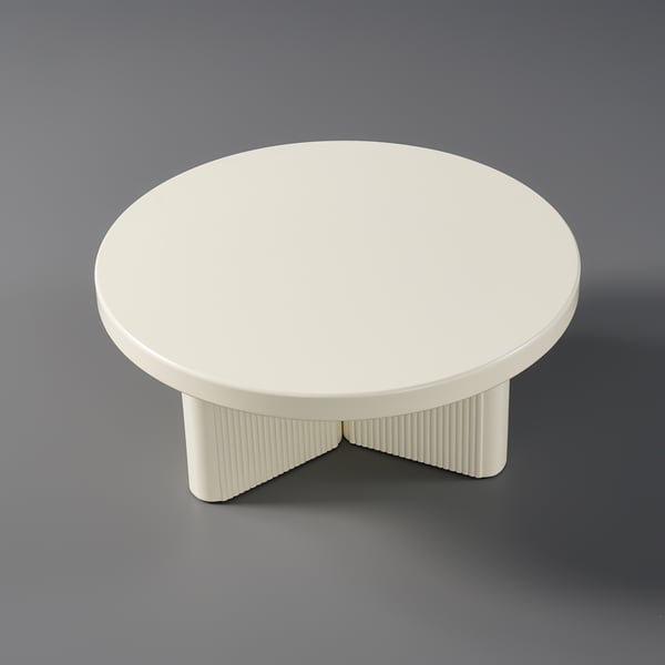 Free Shipping on Japandi White Fluted Coffee Table With Round Wood ...