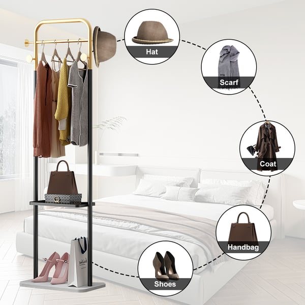 Free Shipping on 1700mm Modern Freestanding Rail Cloth Rack with Marble ...