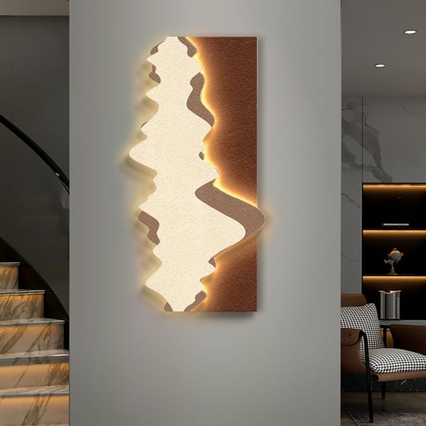 39.4" LED Wall Art Lighting Modern Abstract Geometric Landscape Wave ...
