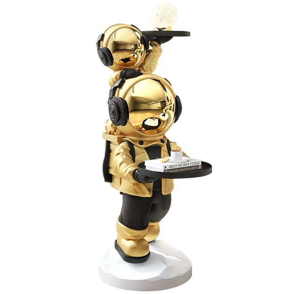 Modern Gold Astronaut Side Table Floor Sculpture End Table with Tray ...