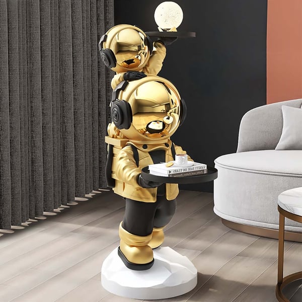 Modern Gold Astronaut Side Table Floor Sculpture End Table with Tray ...