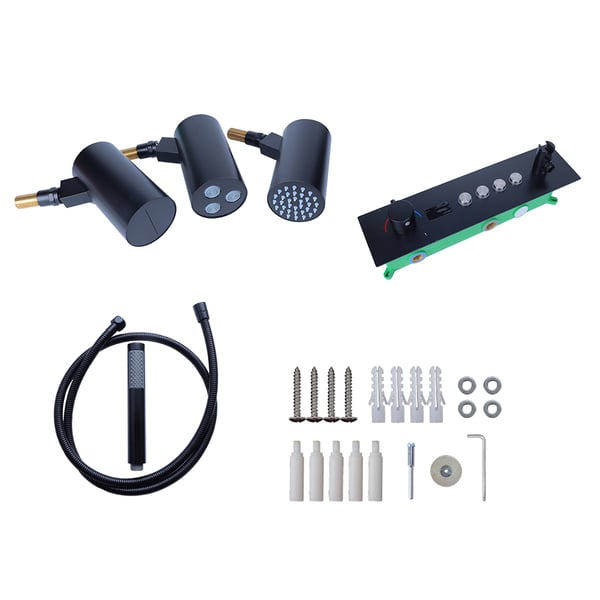 Wall-Mounted Thermostatic Shower System 4-Function with Hand Shower in ...