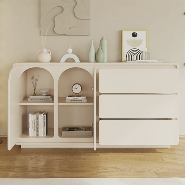 1505mm Modern Off White Sideboard Buffet with Storage Credenza Arch ...