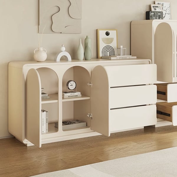 1505mm Modern Off White Sideboard Buffet with Storage Credenza Arch ...