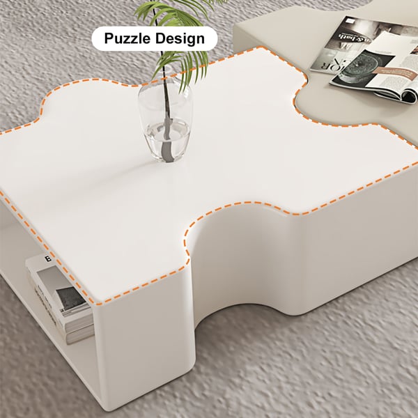 Modern Abstract Modular Coffee Table 2 Piece Puzzle Shape | Homary