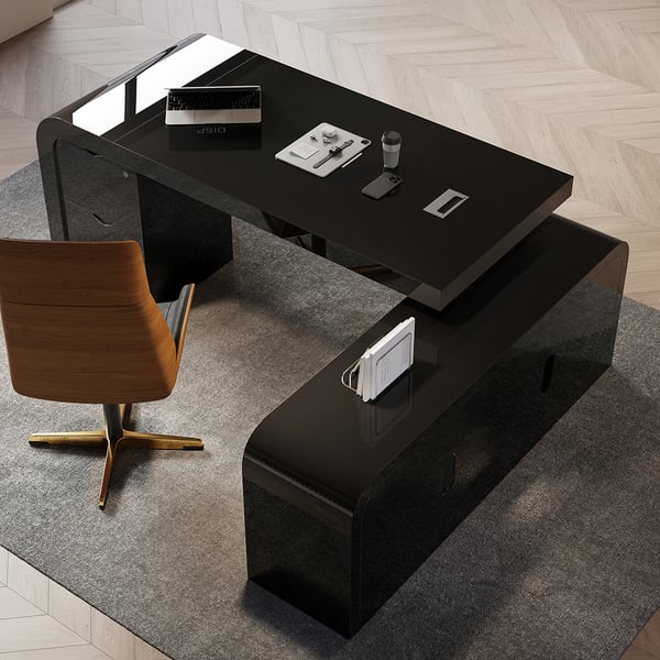 Chicent L-shaped Modern Executive Desk with Ample Storage Right Hand in ...