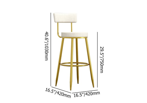 Free Shipping on Round White Bar Height Stool Velvet Upholstery with ...