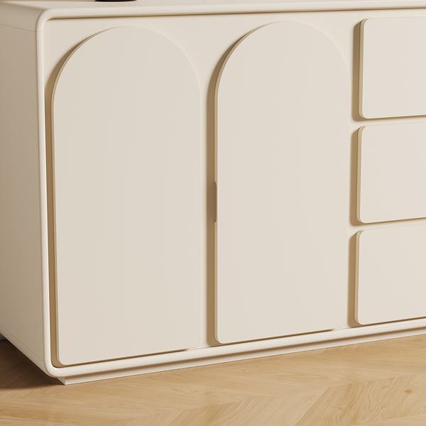 59" Modern Off White Sideboard Buffet with Storage Credenza Arch Door ...