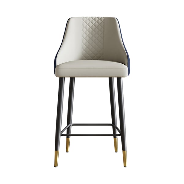 Diamic Blue Counter Height Bar Stool with Footrest Upholstered PU ...