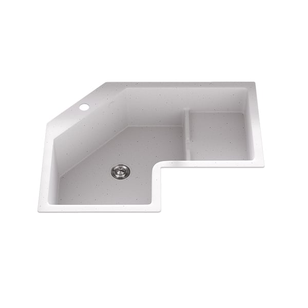 32" Modern White Drop In Corner Kitchen Sink Single Bowl Quartz ...