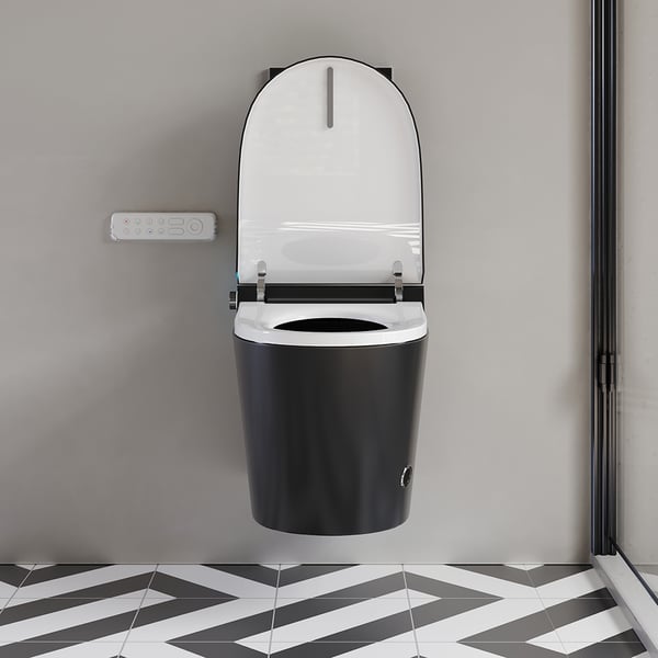 Toilette intelligente murale monobloc allongée avec réservoir encastré ...