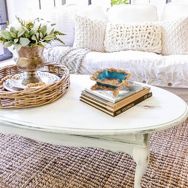 European Decorative Bowl Vintage Blue Resin Desktop Tray Storage | Homary