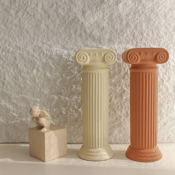 2 Pieces Resin Roman Column Flower Vase Set Home Sculpture Decor Art ...
