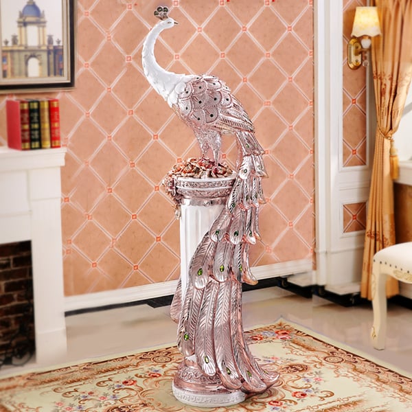 700mm Large Glam Peacock Floor Sculpture Decor Art Living Room Bedroom ...
