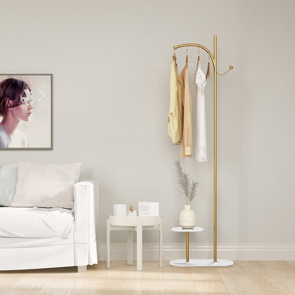 Perchero de pie dorado con 9 ganchos, moderno perchero de entrada con ...