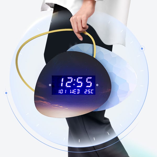 18.9" LED Digital Display Wall Clock Modern Acrylic Abstract Star Decor ...