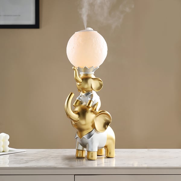 Golden Cute Elephant Desktop Night Light Multifunctional Spray ...