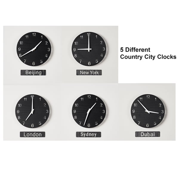 98.4" Modern World Map Wall Clock Decor Large Unique Wooden Global Time ...