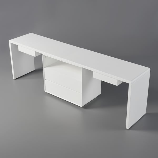 Free Shipping on 94.5" Two Person Double Desk Modern White Retangular ...