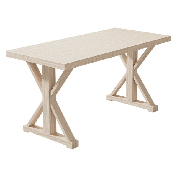 70.9" Rustic Farmhouse Wash White Computer Desk with Trestle Base ...