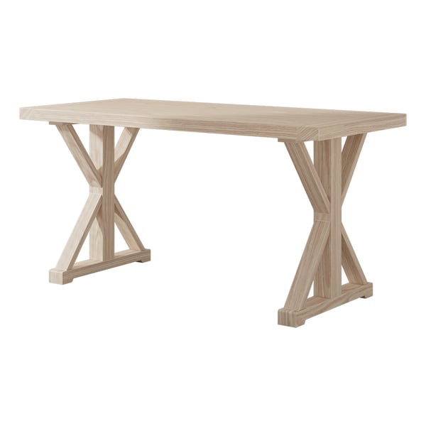 59.1" Rustic Farmhouse Wash White Wooden Office Desk with Trestle | Homary