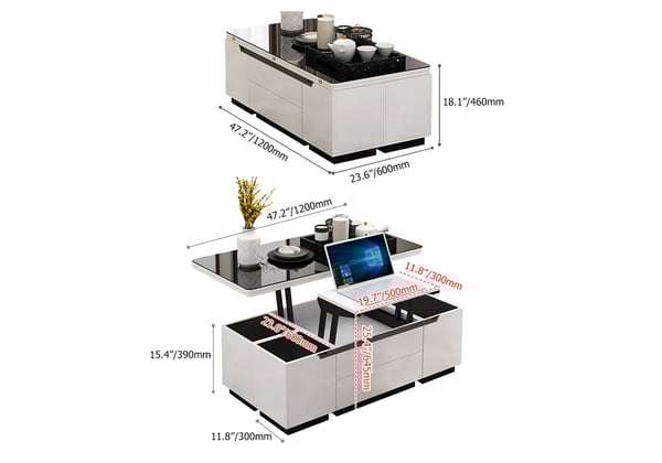 Free Shipping on Modern White Lift Top Glass Coffee Table with Drawers ...