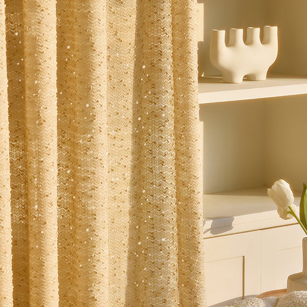 Gold Texture shining Living Room Semi Sheer Light Filtering Hook Single ...
