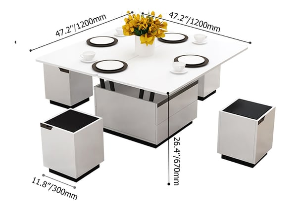 Free Shipping on Modern White Lift Top Glass Coffee Table with Drawers ...