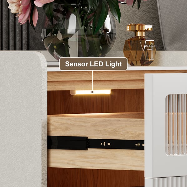 Modern White Smart LED Nightstand Bedside Table with Wireless Charger ...