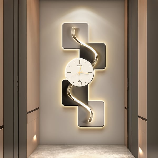 39.4" Large Silent Wall Clock Light Modern Abstract Geometric Decor Art ...