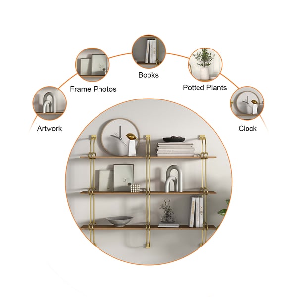 Free Shipping on 3-Tier Luxury Floating Shelves Wall Shelf in MDF Wall ...