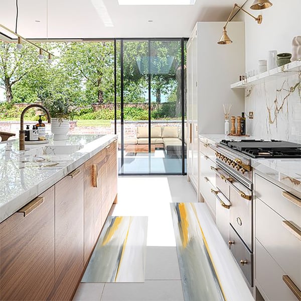 2PCS Creative Abstract Oil Painting Kitchen Runner Rug Set Non-slip ...