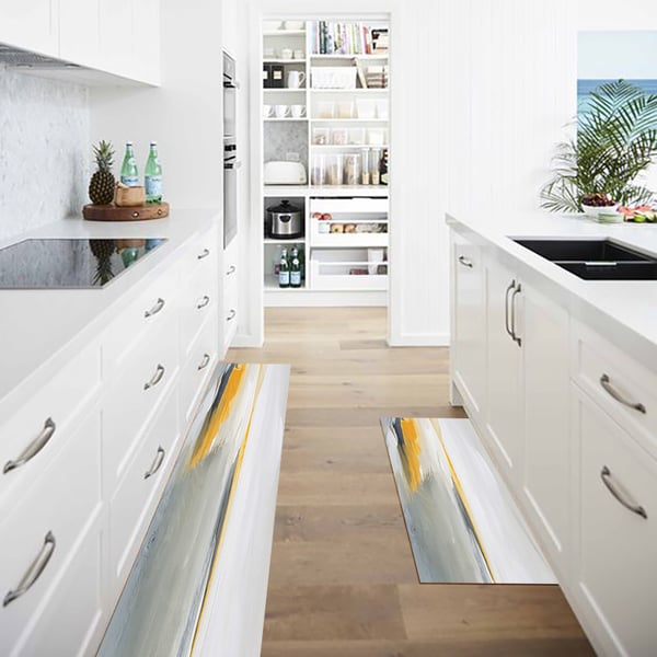 2PCS Creative Abstract Oil Painting Kitchen Runner Rug Set Non-slip ...