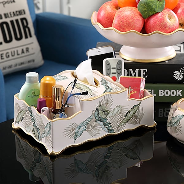 White Resin Multifunction Remote Control Holder Living Room Storage Box ...