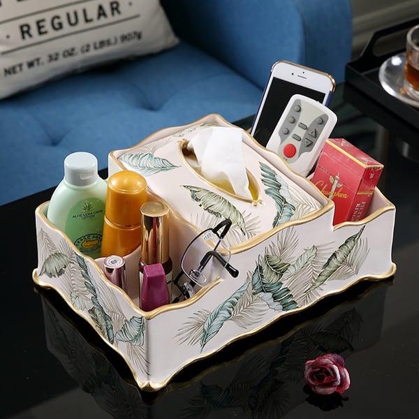 White Resin Multifunction Remote Control Holder Living Room Storage Box ...