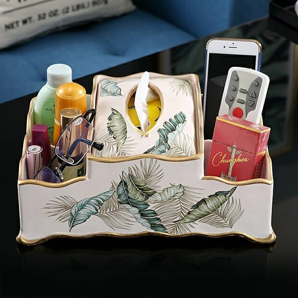 White Resin Multifunction Remote Control Holder Living Room Storage Box ...