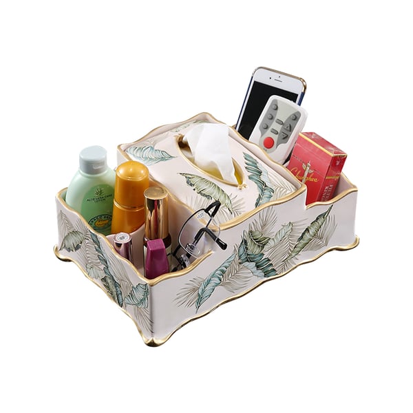 White Resin Multifunction Remote Control Holder Living Room Storage Box ...