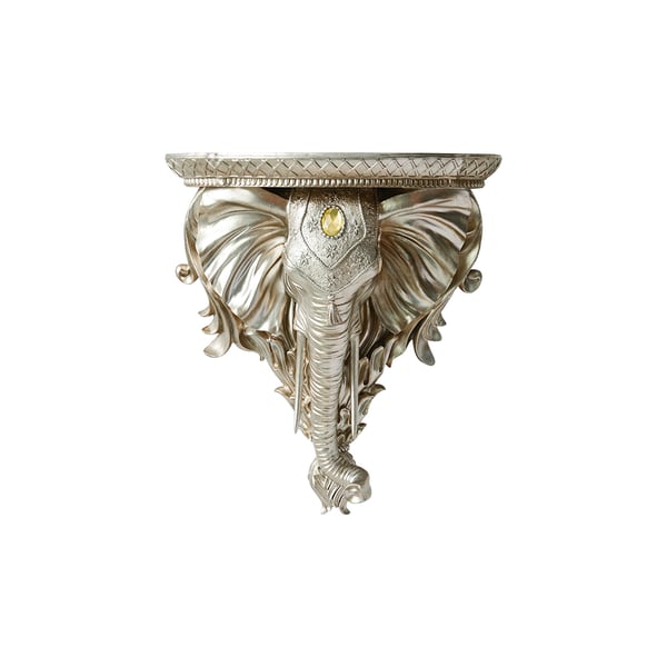 3D Traditional Gold Resin Elephant Wall Mounted Shelves Floating Art ...