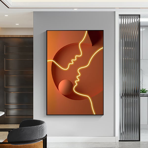 39.4" Modern Abstract People Wall Decor Art Person Painting Art with ...