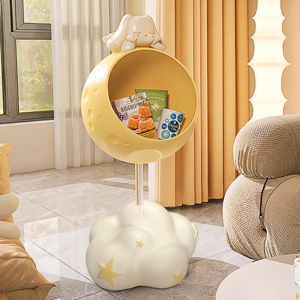 Cute Flying Rabbit Side Table with Open Storage Floor Resin Bunny End ...