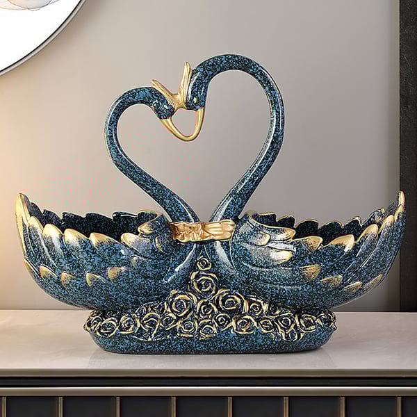 Creative Gold&Blue Swan Resin Remote Control Holder Living Room Storage ...