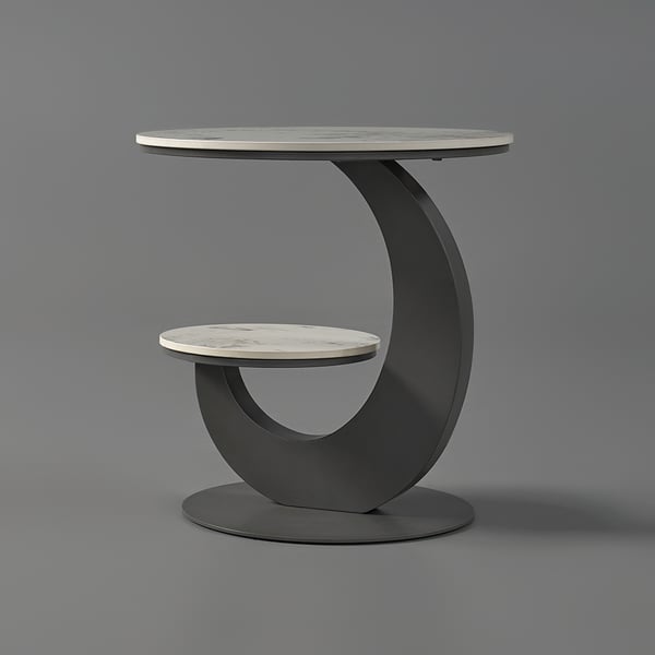 Free Shipping on Sintered Stone Side Table 2 Tier Round End Table ...