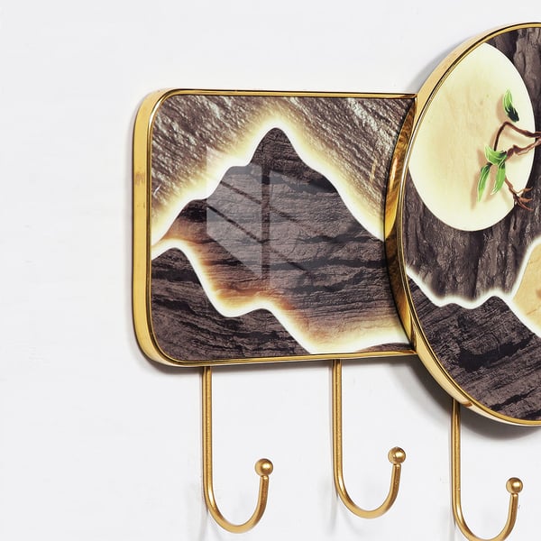 6-Hook Moon and Mountain Decor Entryway Wall Mounted Coat Rack | Homary