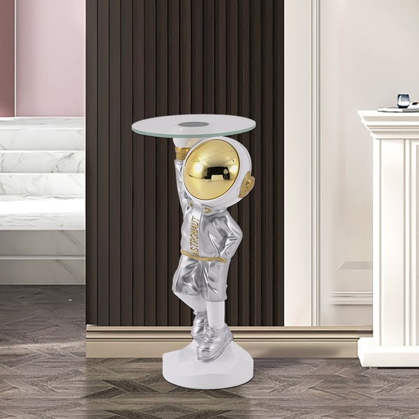 600mm Silver Astronaut Floor Statue Sculpture Decor Art Side Table with ...