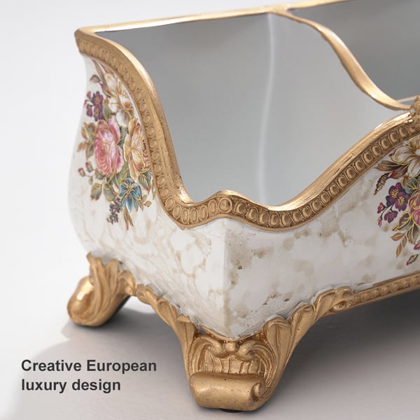 Retro European Style Golden 3 Compartment Remote Control Storage Box ...