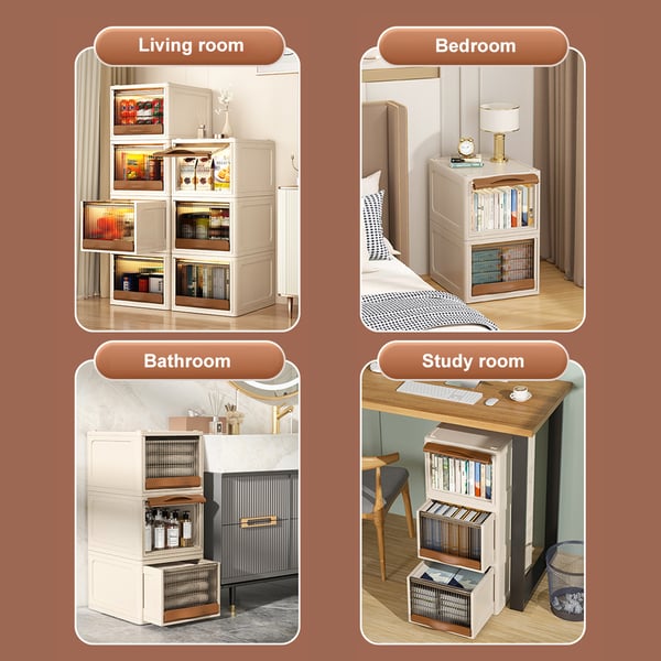 4-Pack 15Qt Stackable Storage Bins Closet Organizer Drawers | Homary