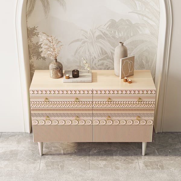 Reviews for 47"W Boho Accent Dresser & Chest 6 Drawer Storage Cabinet ...