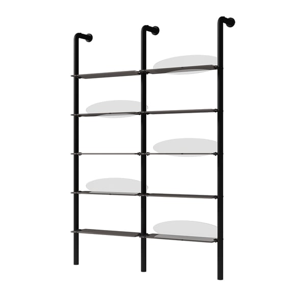 5-Tier Industrial Ladder Shelf Acrylic Black & Gray Wall Mounted ...