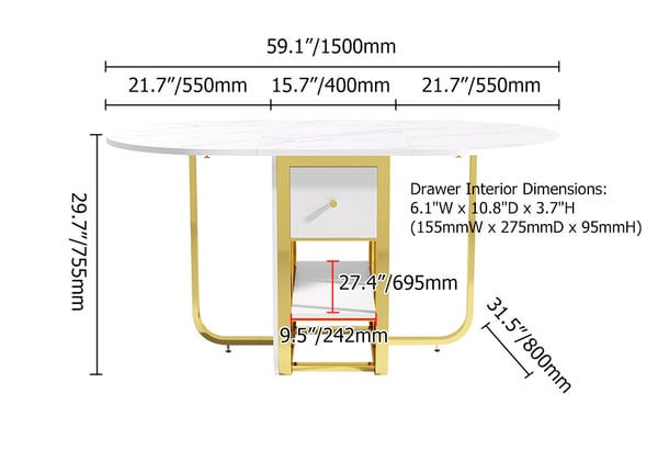 Free Shipping on Fabled Modern Extendable White Dining Table with Wood ...